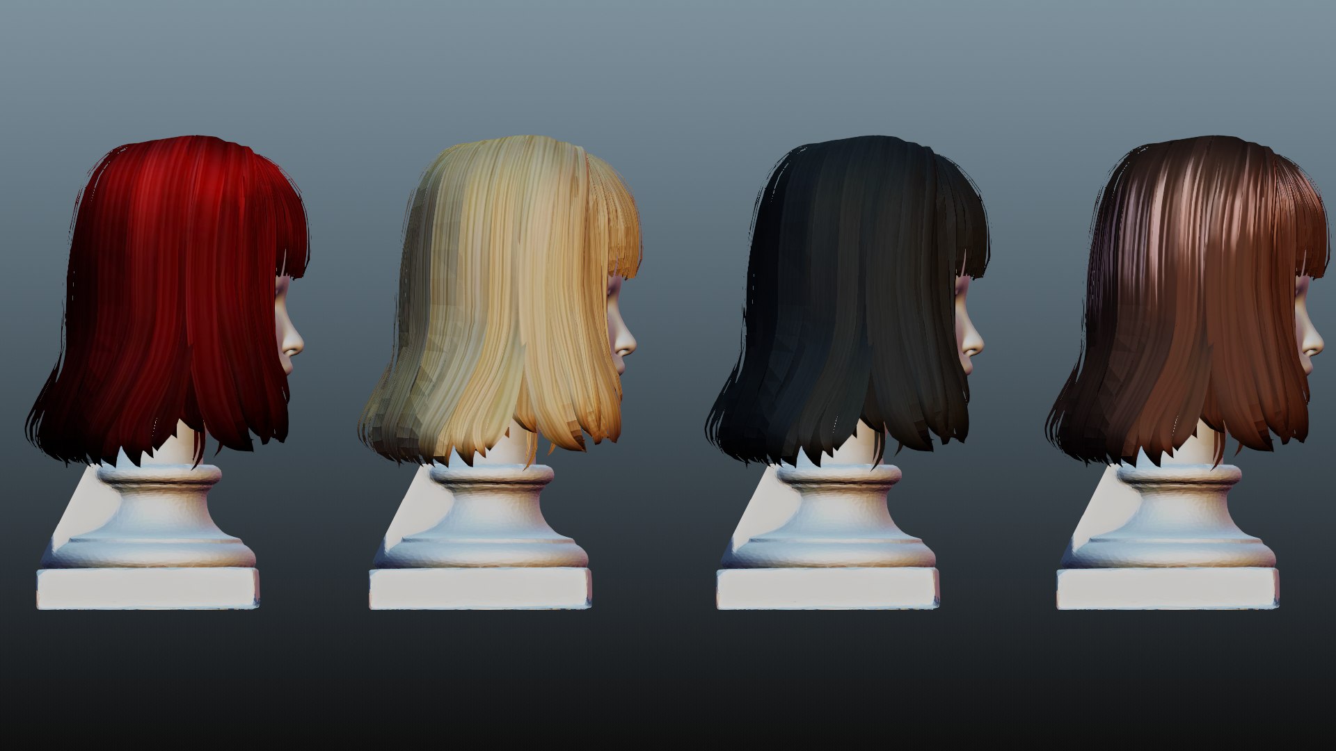 Female Hair Low Poly 4 Colors 3D Model - TurboSquid 2131548