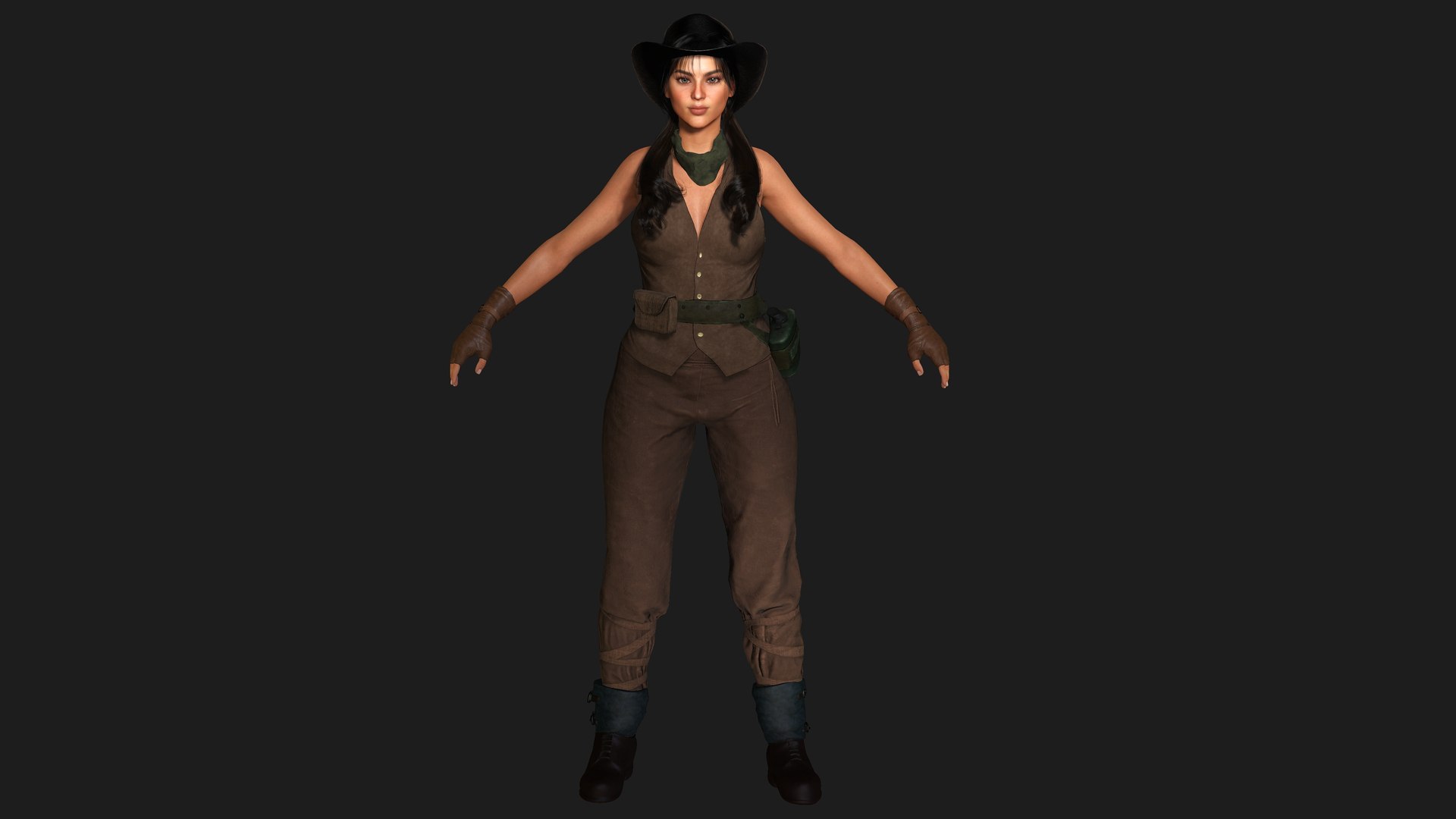 3D AAA 3D REALISTIC FEMALE CHARACTER - WILD WEST COWGIRL 02 ...