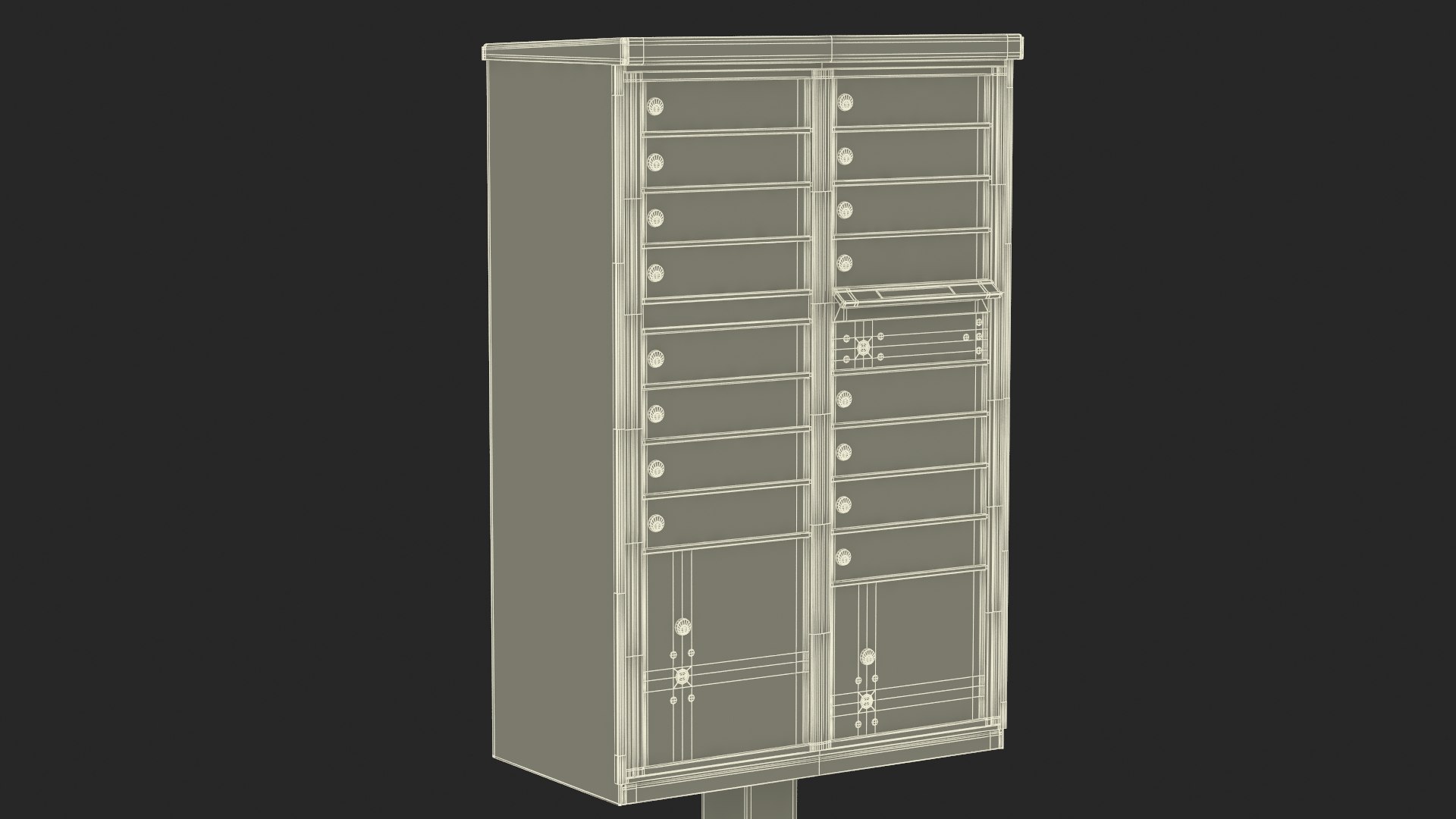 3D Model Black Sixteen Door Parcel Cluster Mailbox - TurboSquid 2022361