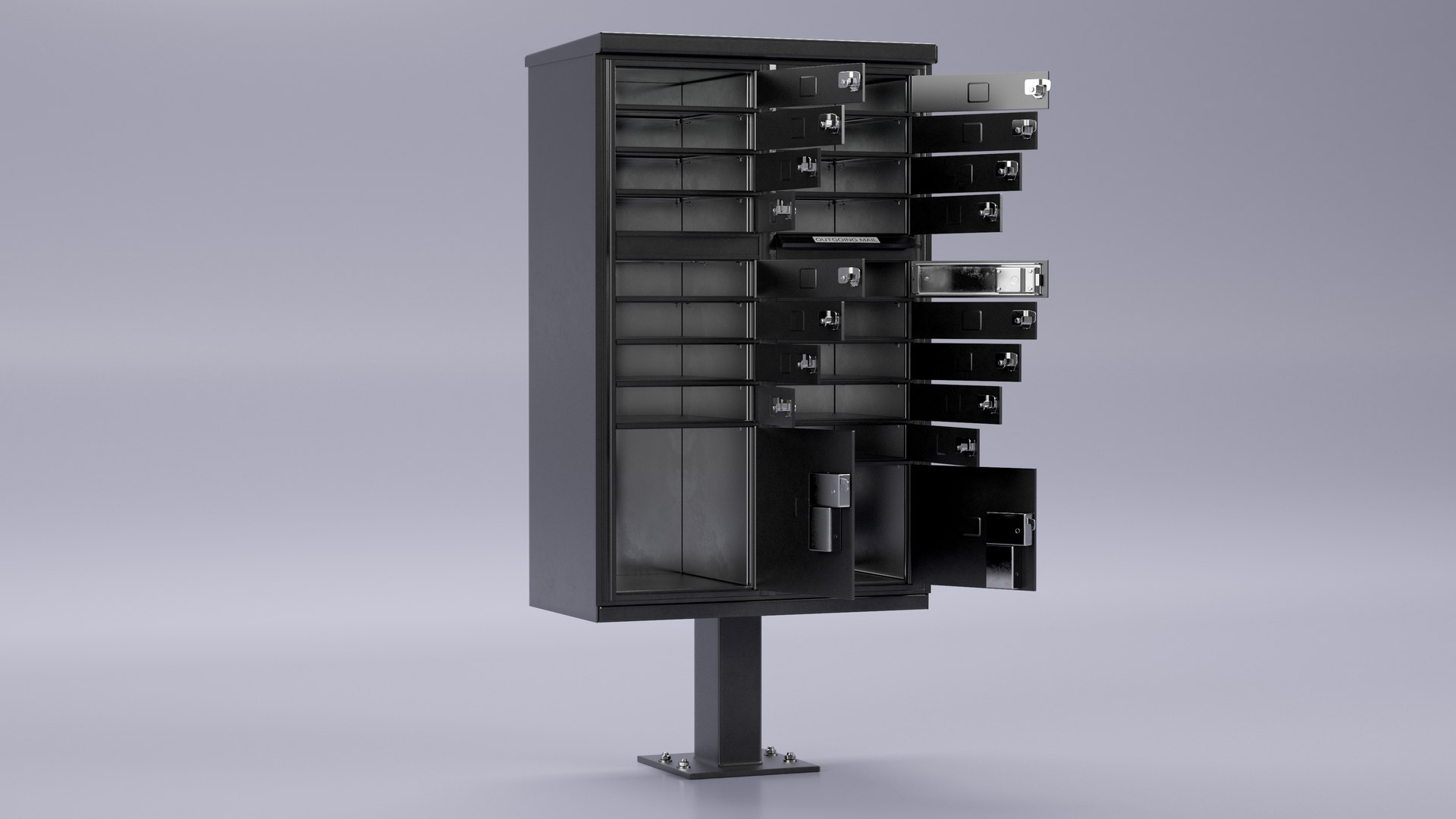 3D model Black Sixteen Door Parcel Cluster Mailbox - TurboSquid 2022361