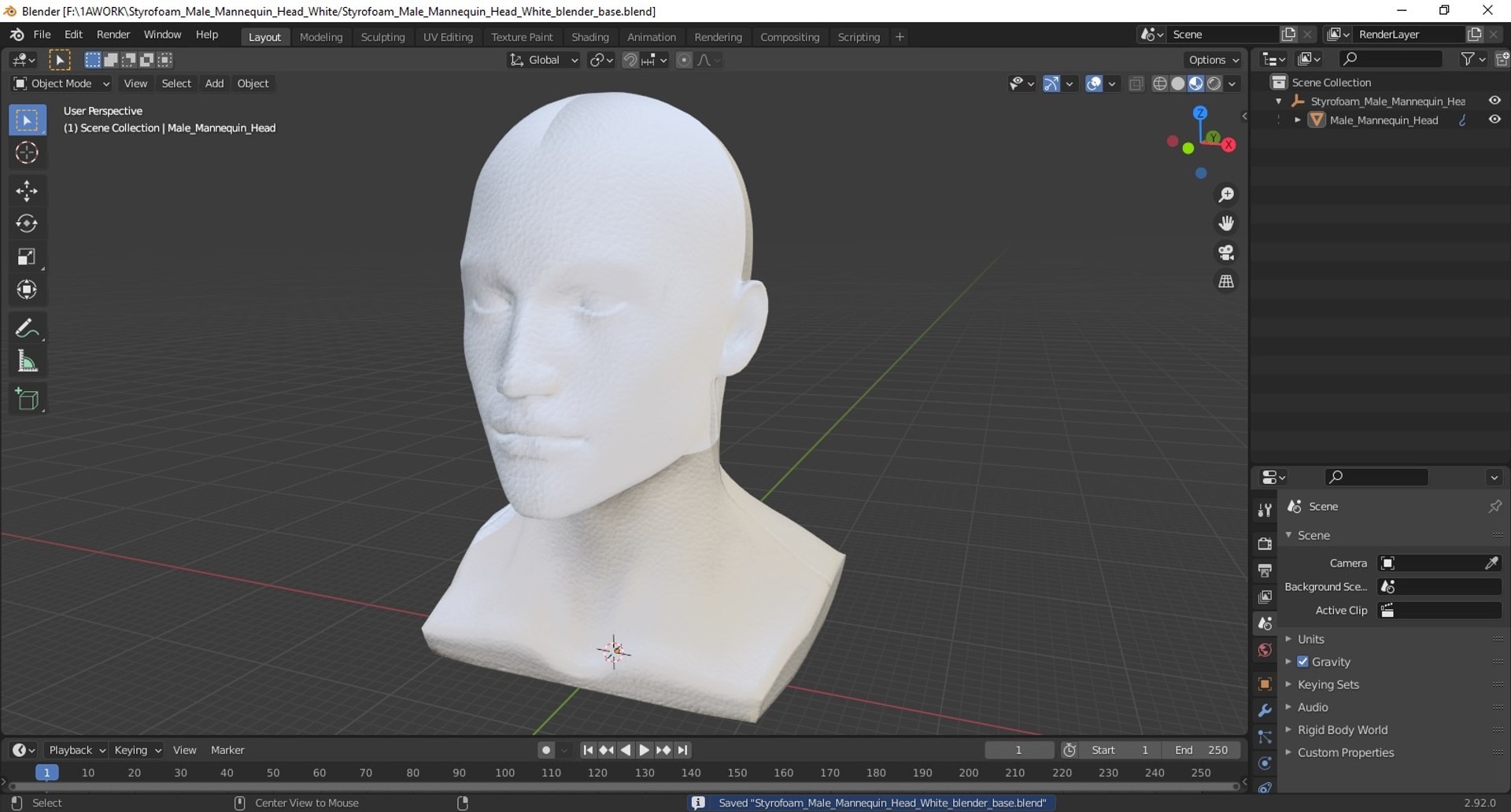 3D Styrofoam Male Mannequin Head White - TurboSquid 2211529