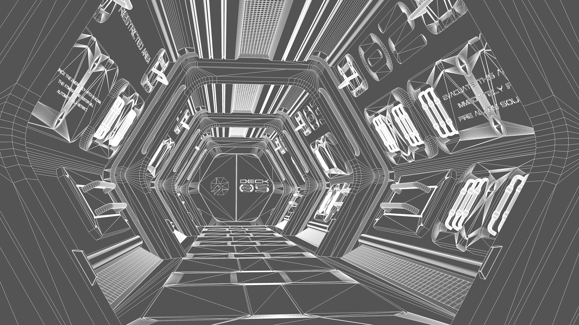 c4d sci-fi spaceship corridor