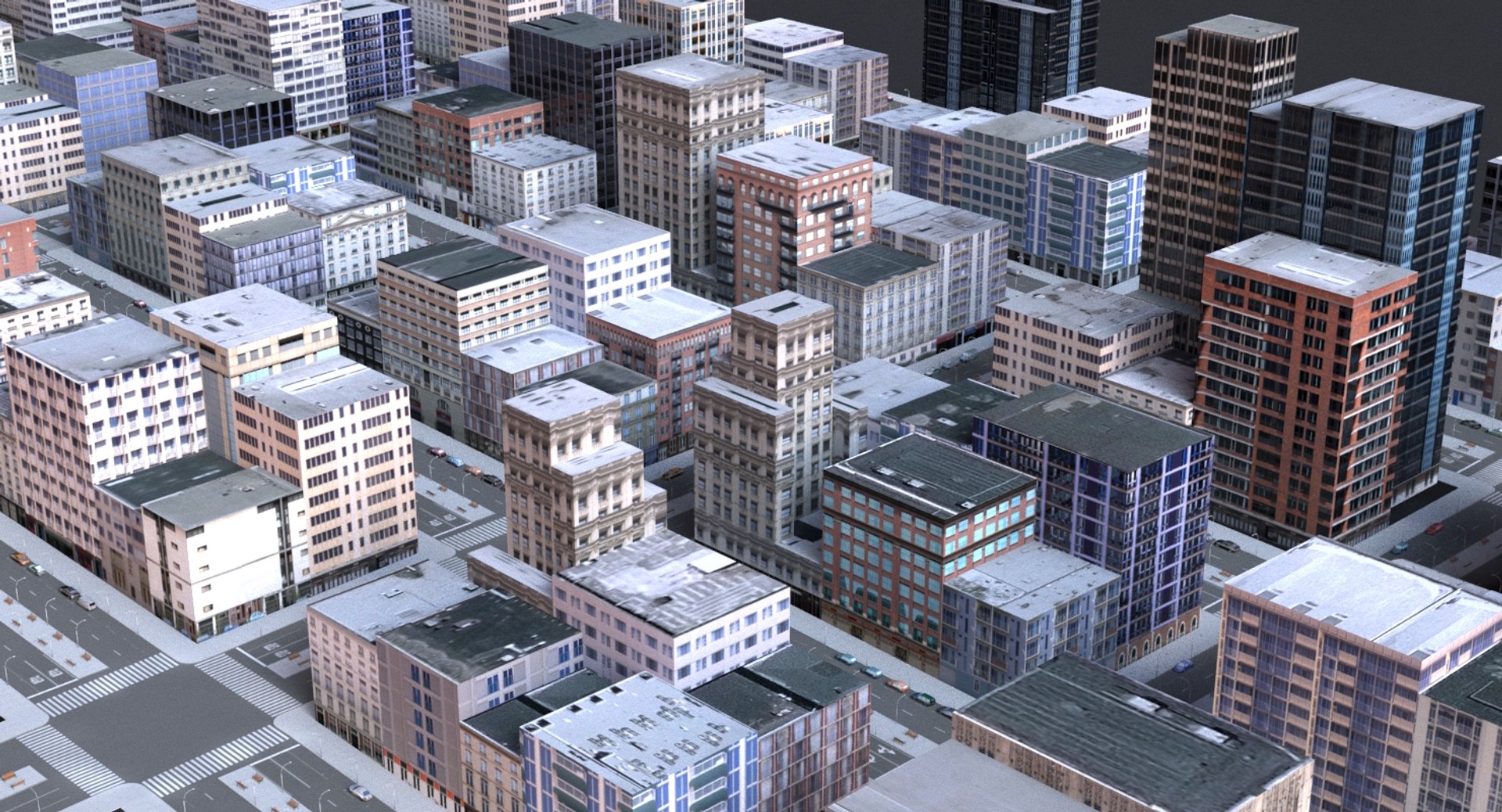 3d cityblock scene highrise model