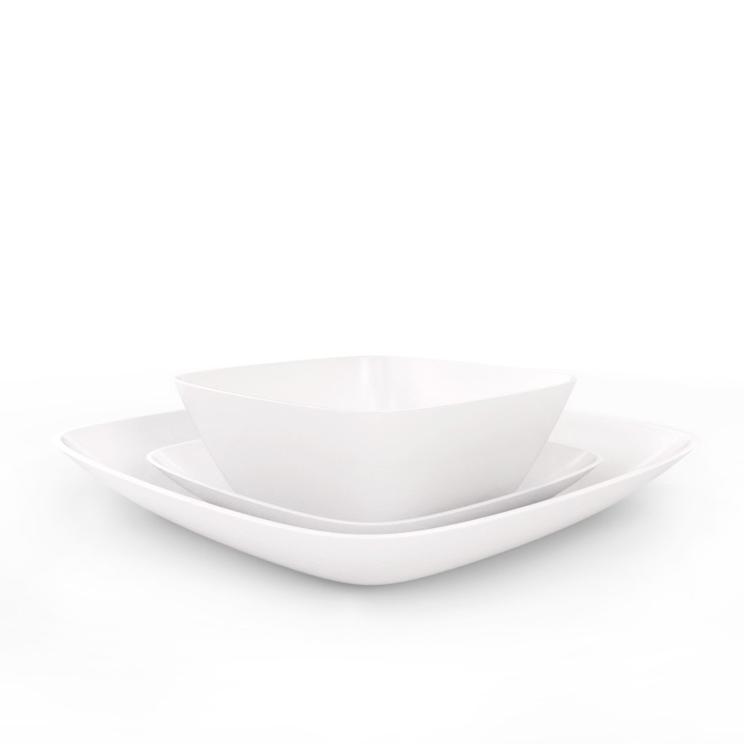 3d Model Square Plate Set