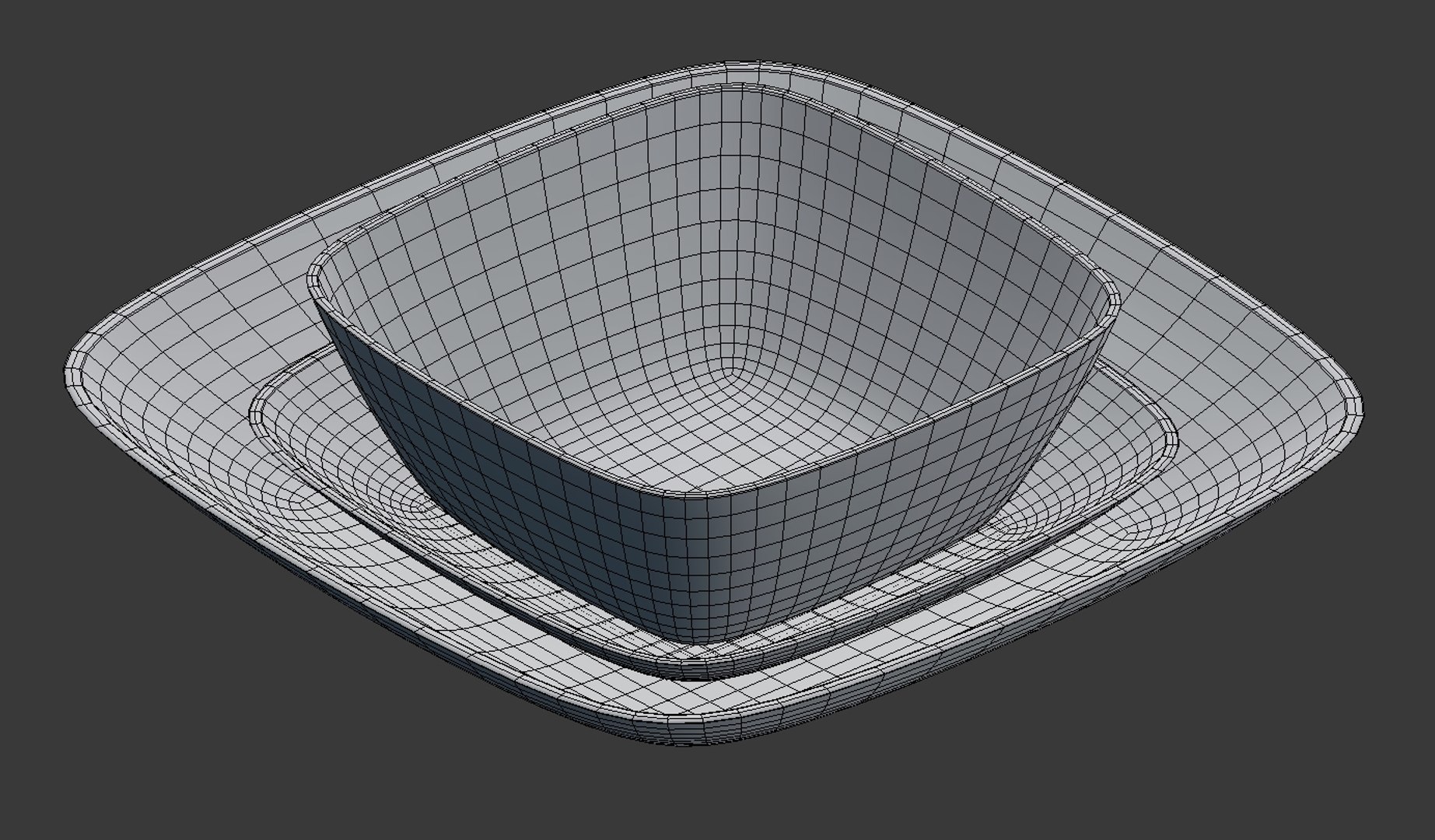 3d Model Square Plate Set