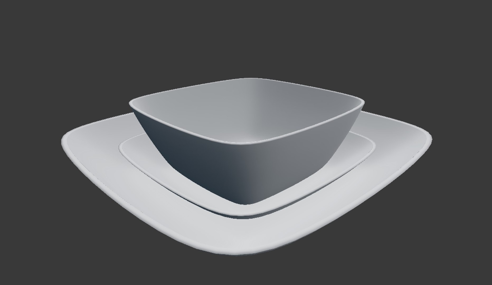 3d Model Square Plate Set