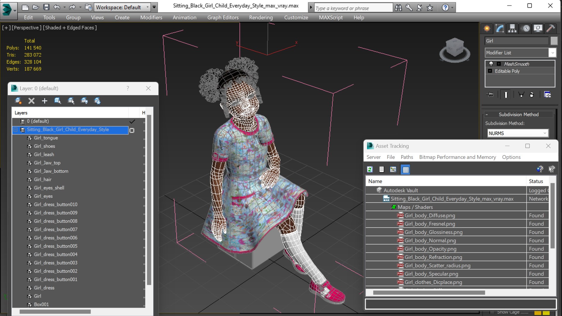 Sitting Black Girl Child Everyday Style 3D model - TurboSquid 2089920