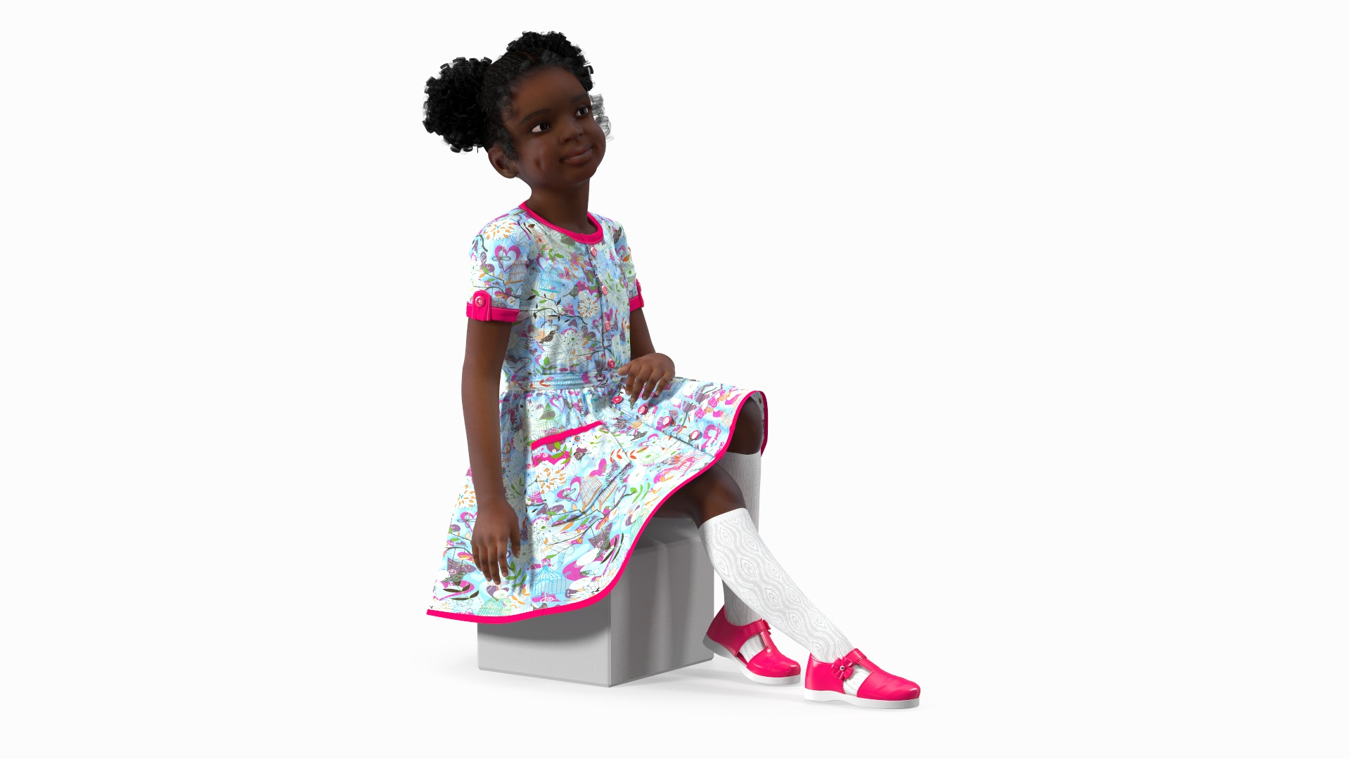 Sitting Black Girl Child Everyday Style 3D Model - TurboSquid 2089920