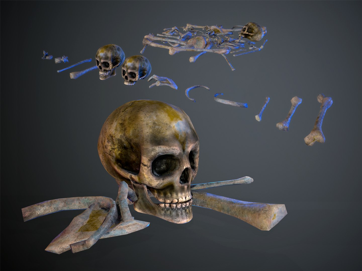 Skulls1 Infected Alien Bones Model - TurboSquid 1488540