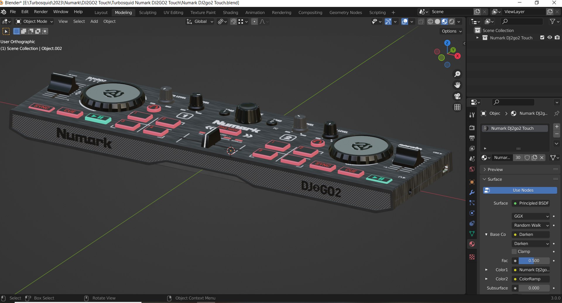 3D Pocket DJ Controller Numark DJ2GO2 Touch - TurboSquid 2097153