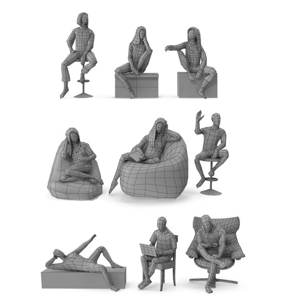 Colored Low Poly Human - Casual Sitting 3D model - TurboSquid 1747798