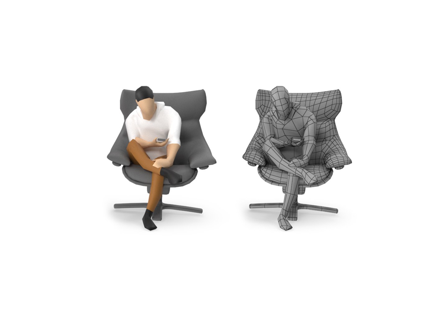 Colored Low Poly Human - Casual Sitting 3D Model - TurboSquid 1747798