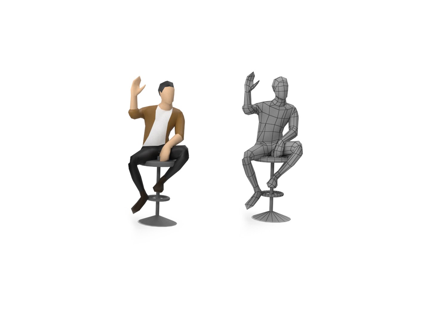 Colored Low Poly Human - Casual Sitting 3D Model - TurboSquid 1747798