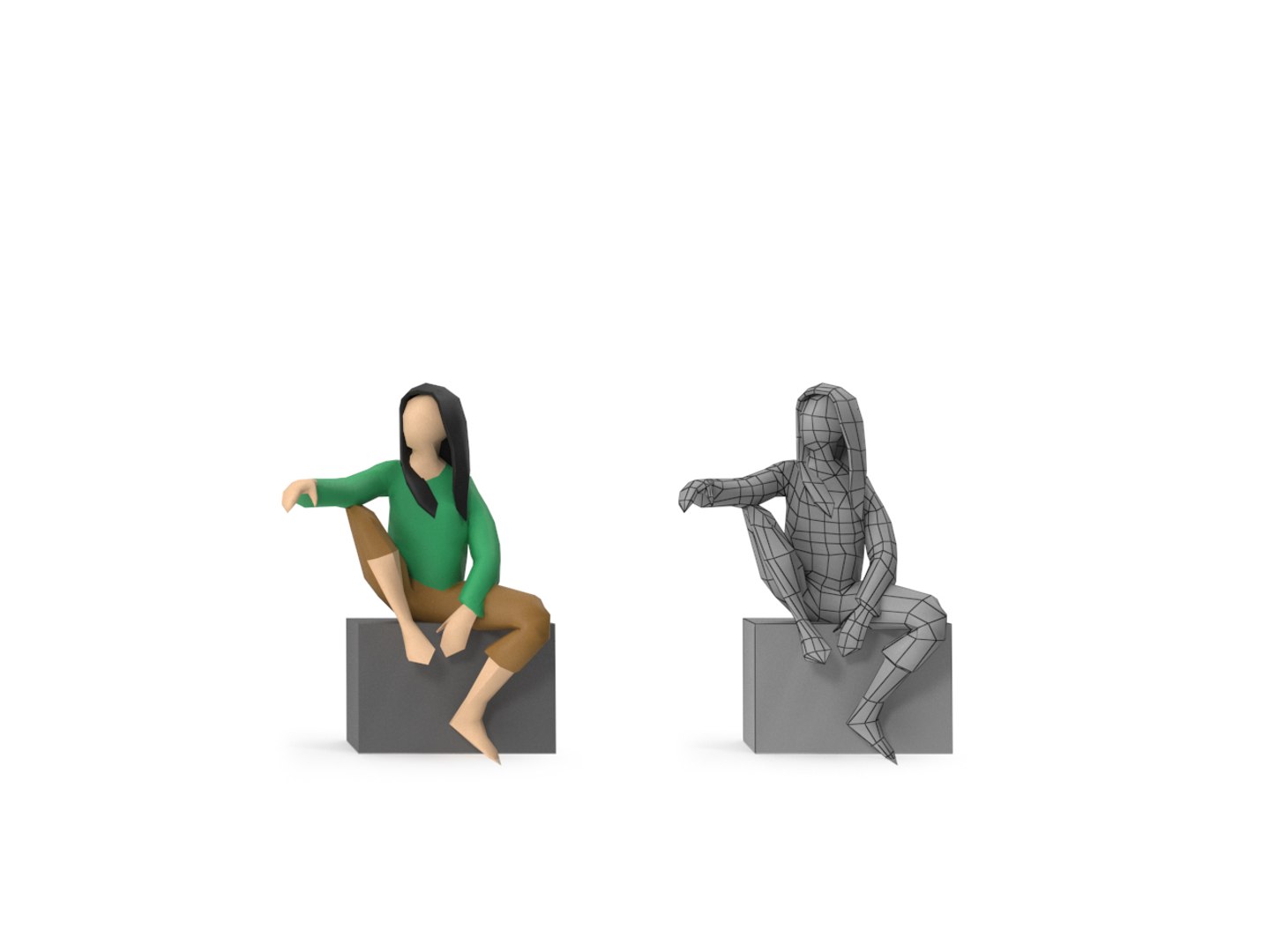 Colored Low Poly Human - Casual Sitting 3D Model - TurboSquid 1747798