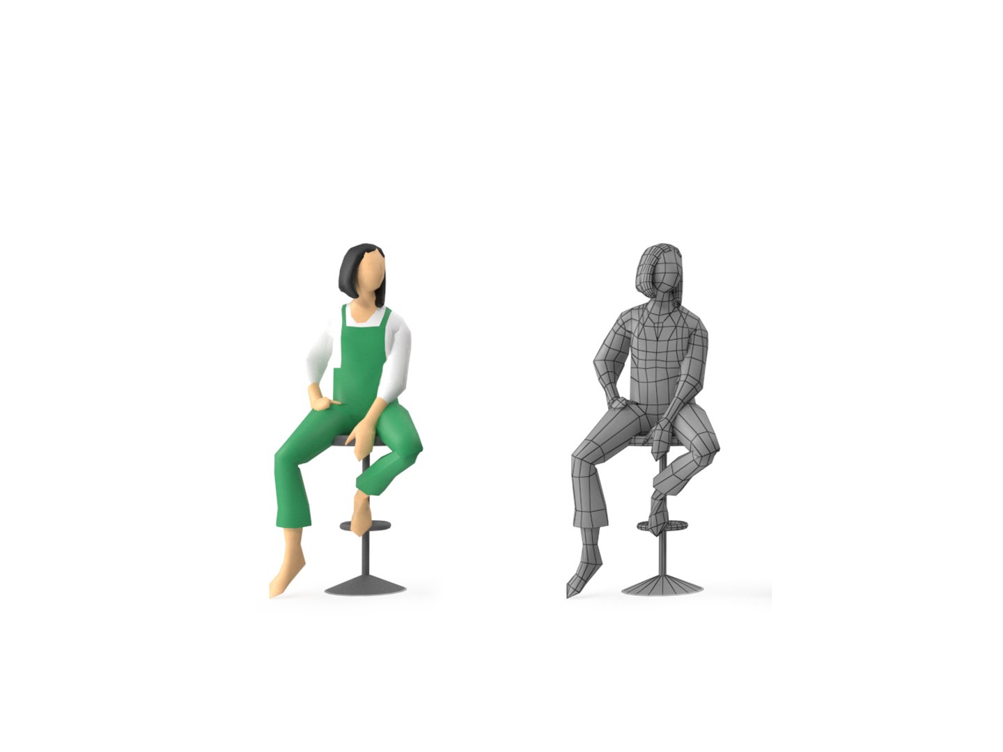 Colored Low Poly Human - Casual Sitting 3D Model - TurboSquid 1747798