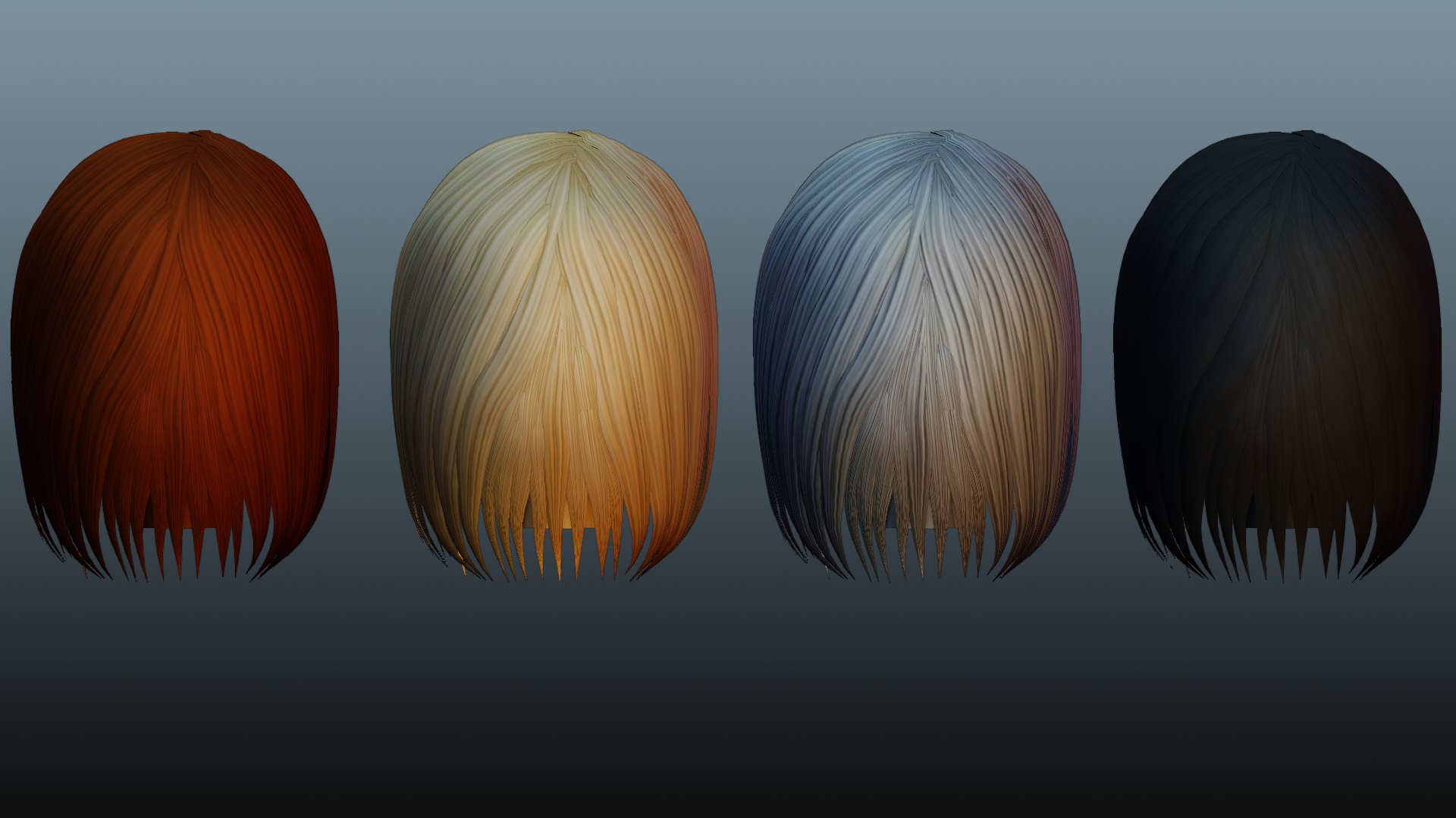 Female Hair Low Poly 4 Colors 3D Model - TurboSquid 2154068