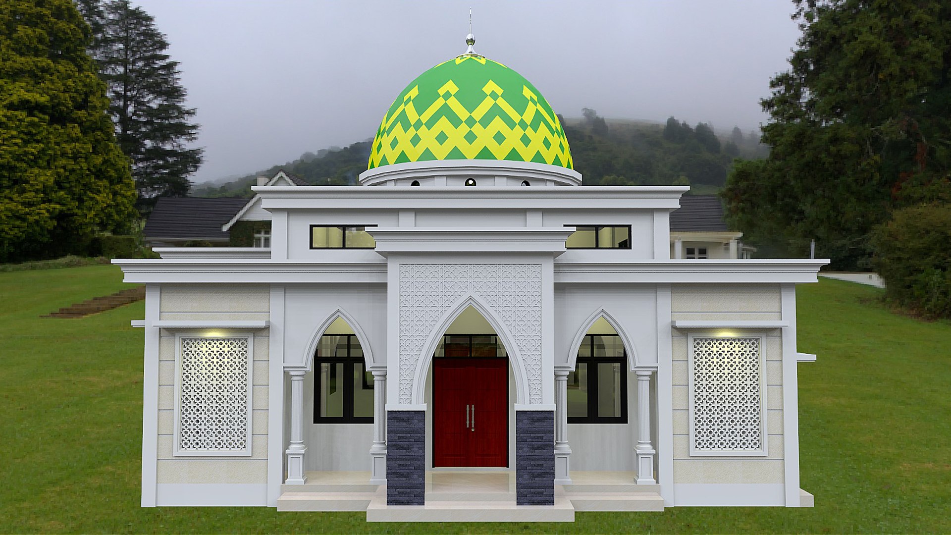 3D Modern Mosque Model - TurboSquid 2327860