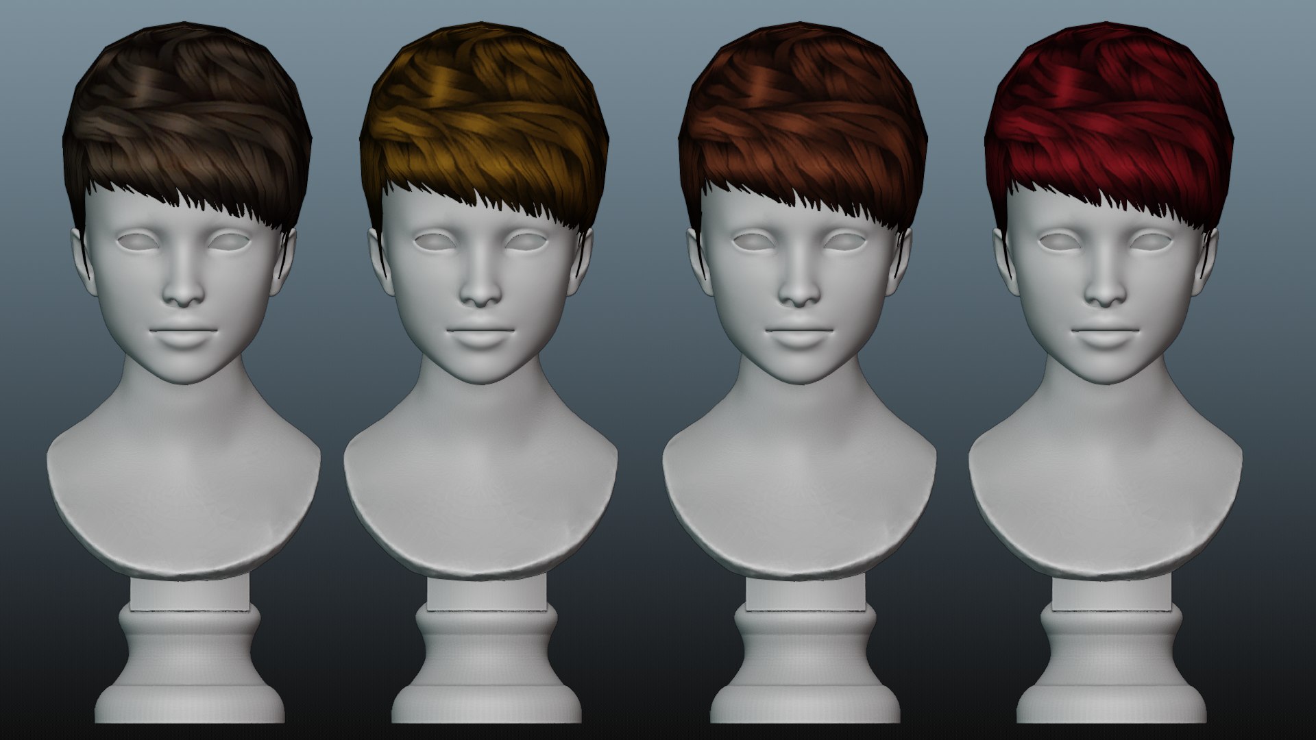 Male Hair Low Poly 4 Color 3D Model - TurboSquid 2126276