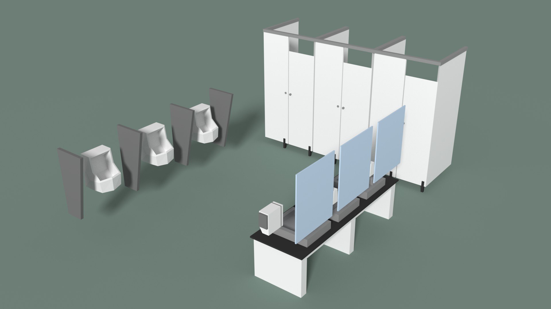 3D Model Office Urinals - TurboSquid 1198874