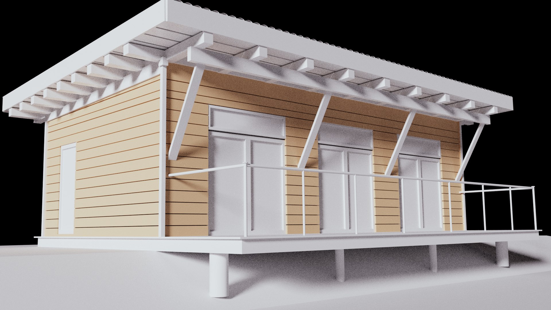 Simple Wooden House Model - TurboSquid 1452081
