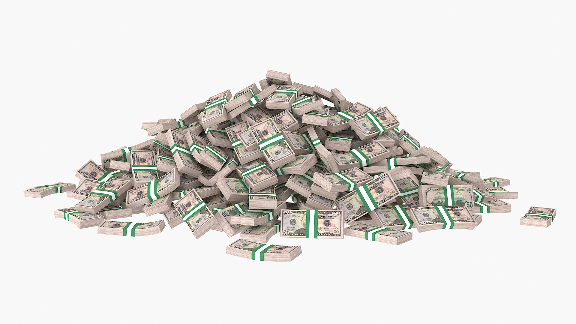 3D 50 Dollar Bill Stack Model - TurboSquid 1646320
