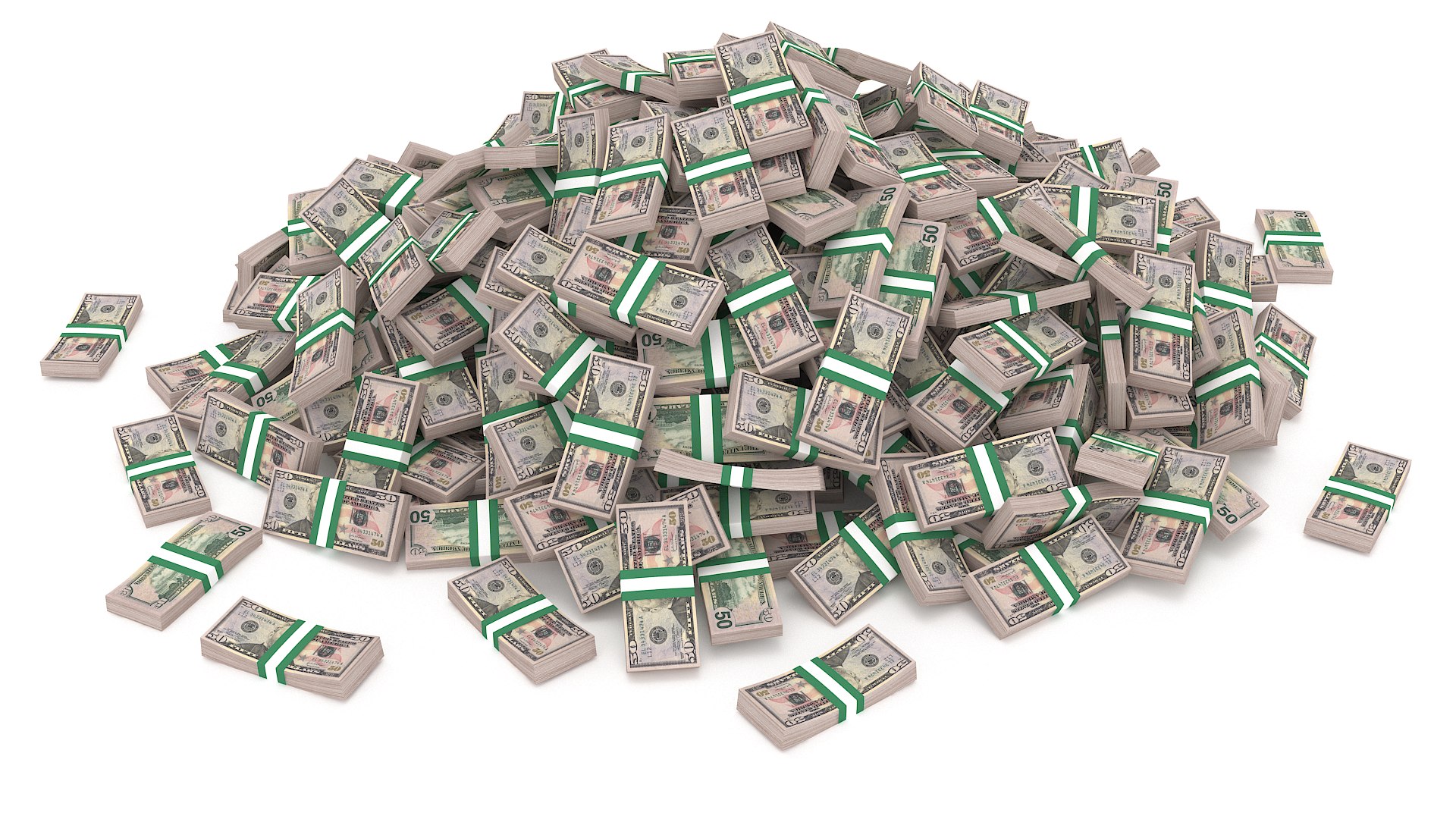 3D 50 Dollar Bill Stack Model - TurboSquid 1646320