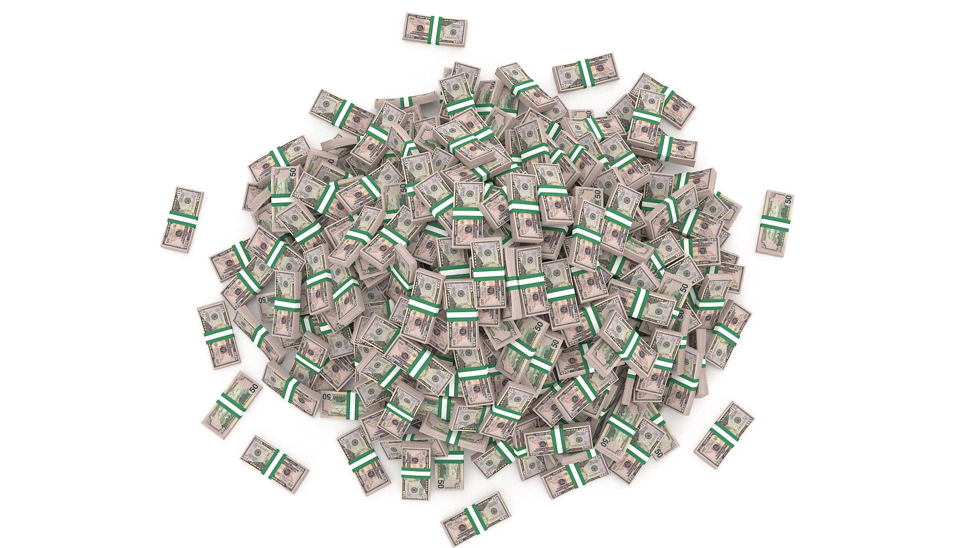 3D 50 Dollar Bill Stack Model - TurboSquid 1646320