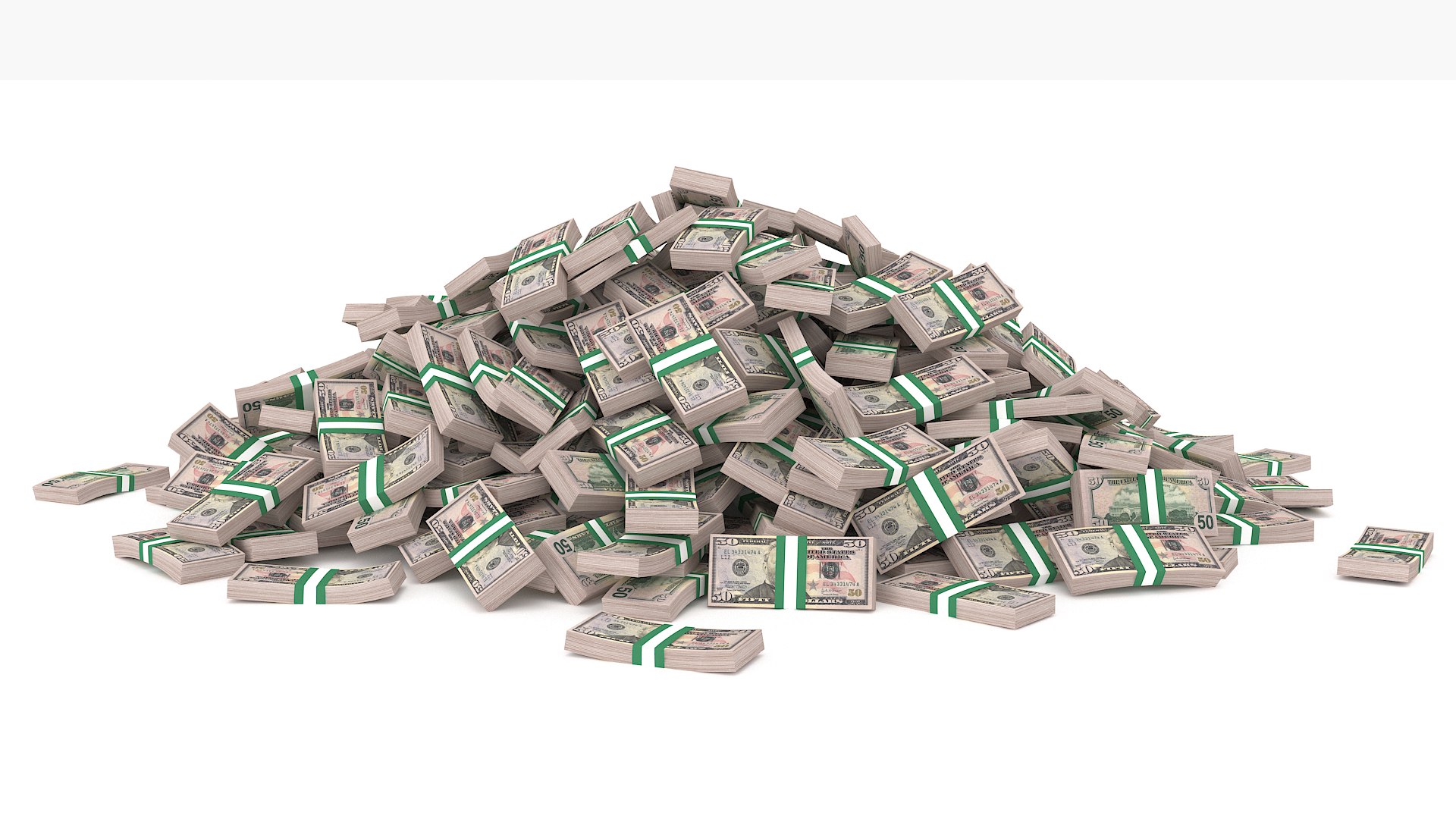 3D 50 Dollar Bill Stack Model - TurboSquid 1646320