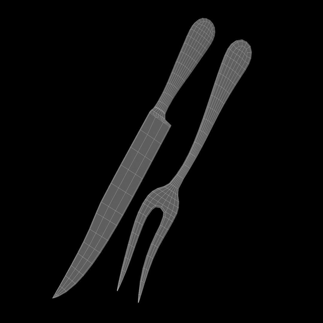 Common Cutlery Carving Knife Fork 3D Model - TurboSquid 1288470