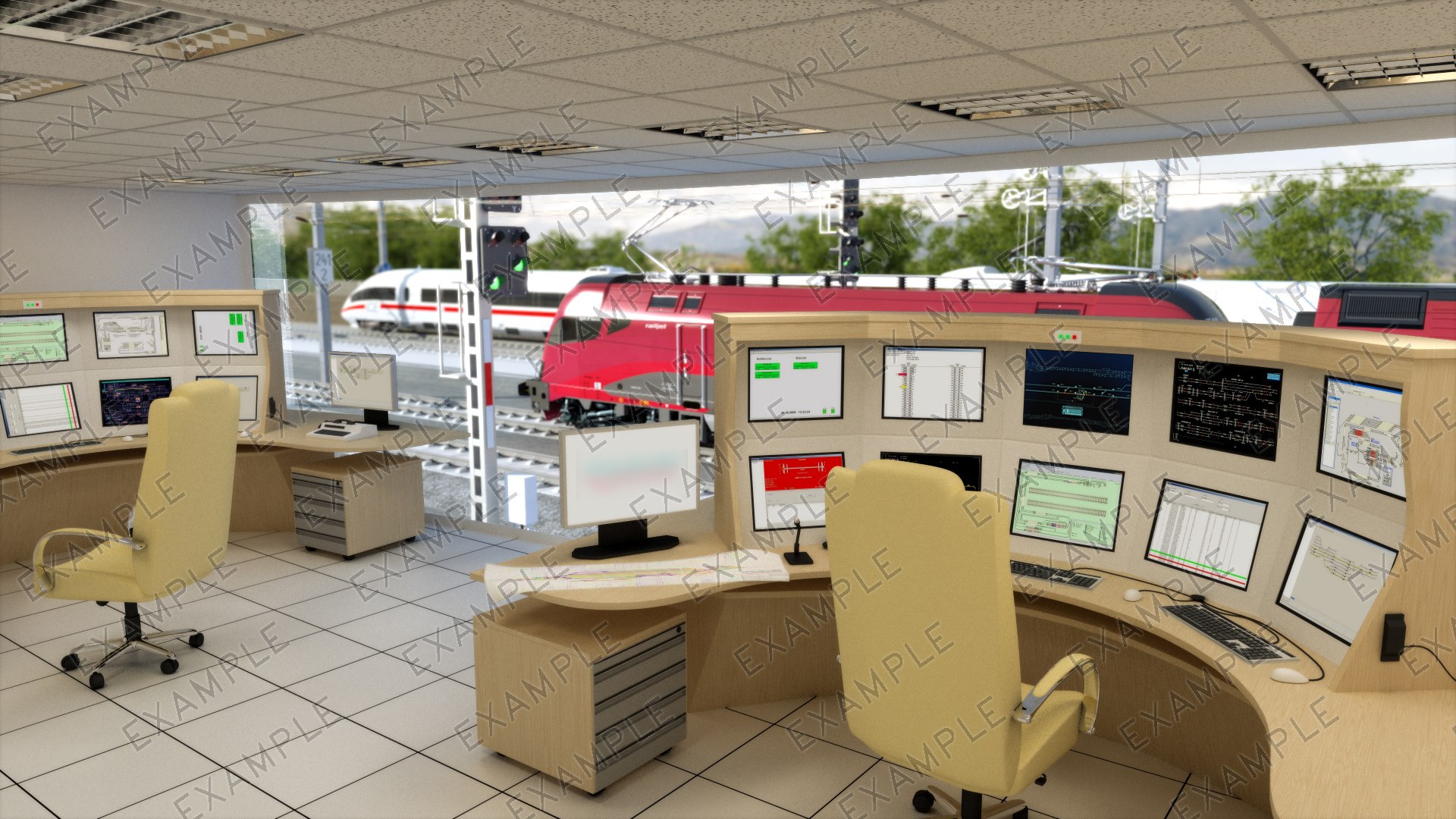 3d Model Room Railway Control Center