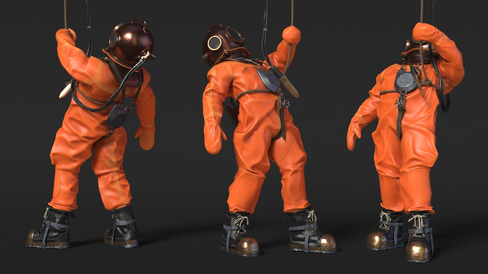 3D Old World Diving Armor New Surfacing Pose - TurboSquid 2316292