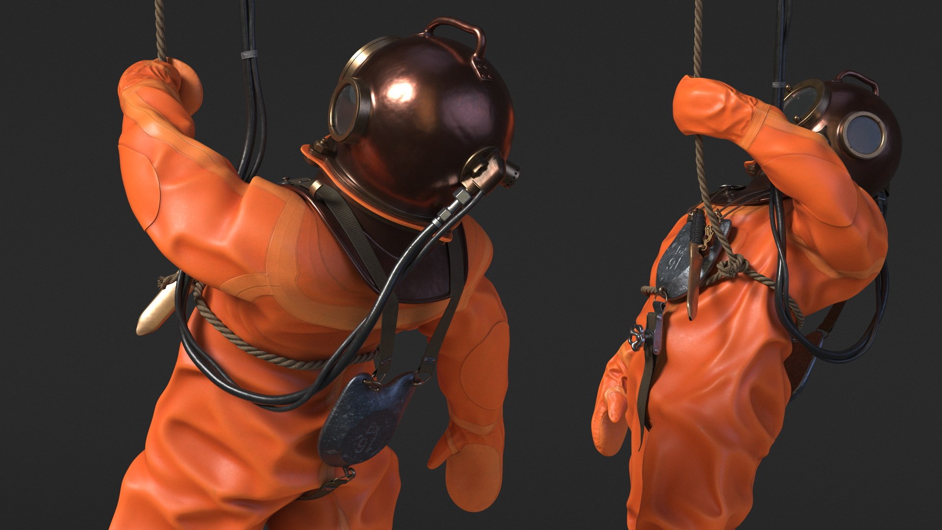 3D Old World Diving Armor New Surfacing Pose - TurboSquid 2316292