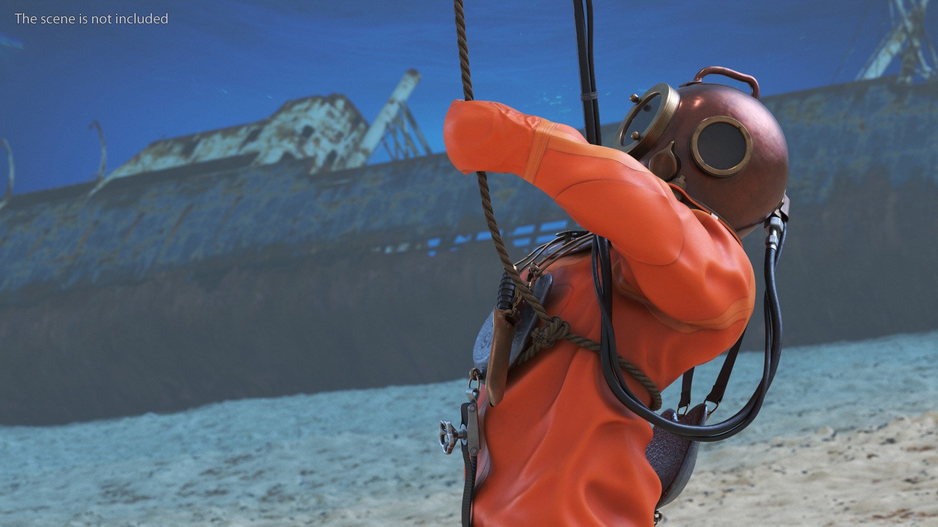 3D Old World Diving Armor New Surfacing Pose - TurboSquid 2316292