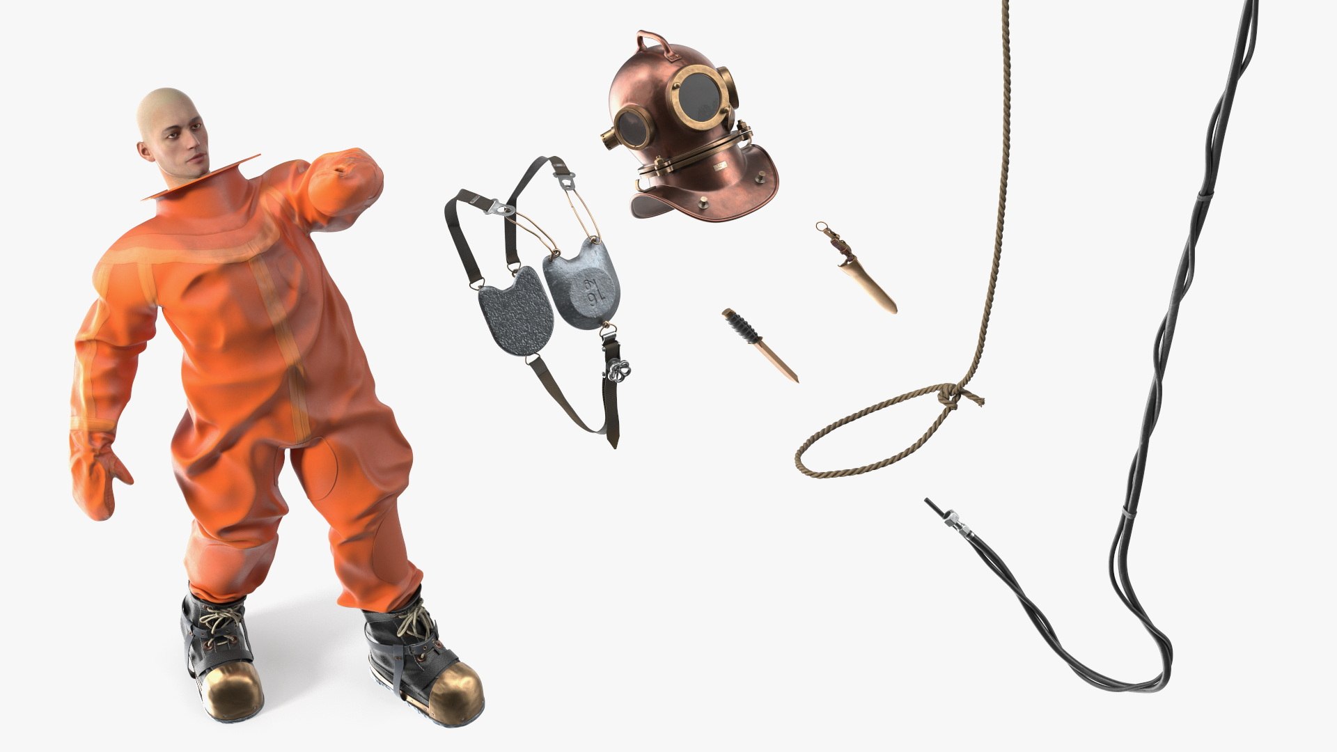 3D Old World Diving Armor New Surfacing Pose - TurboSquid 2316292