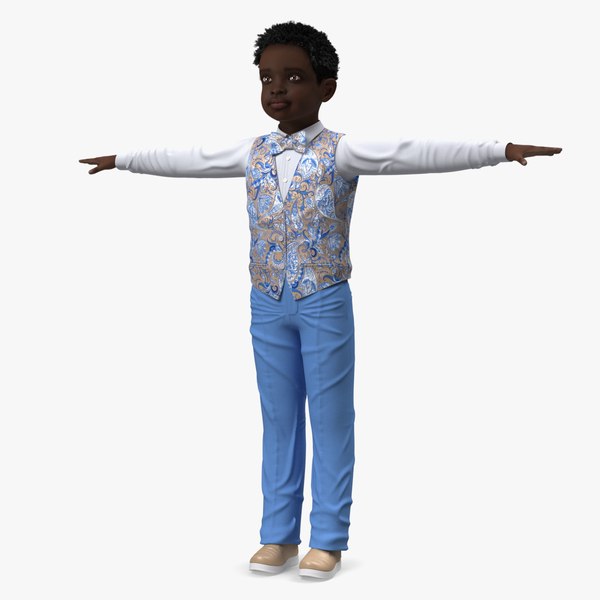 Black Child Boy Party Style T-Pose model - TurboSquid 1957682