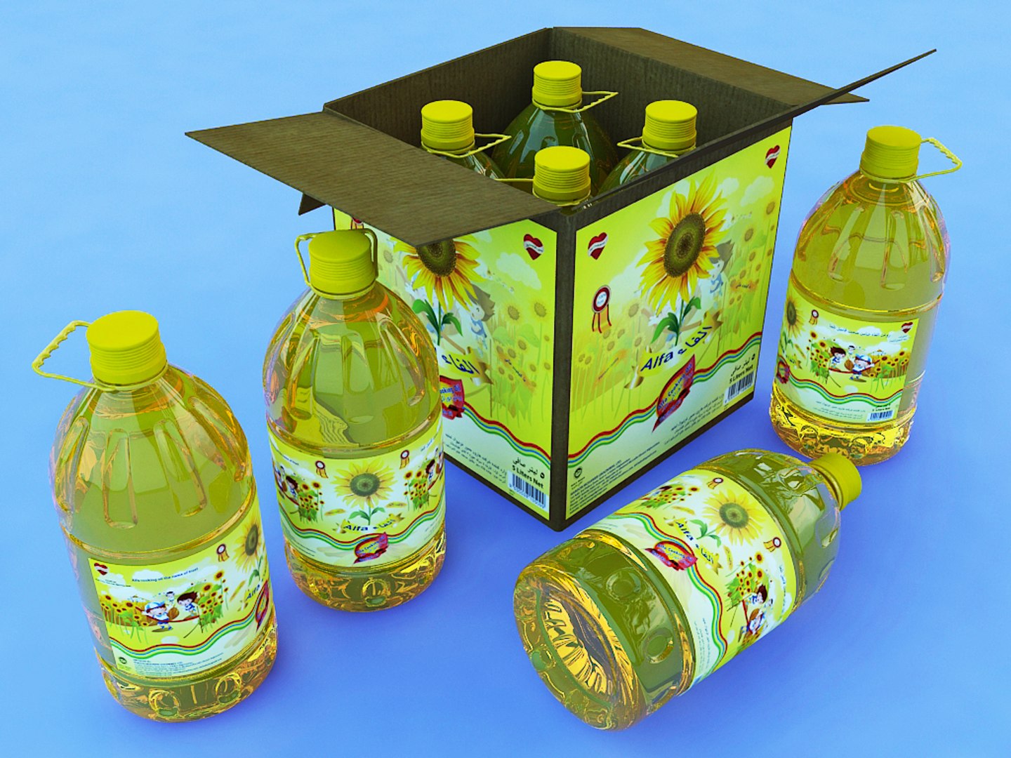 Cooking Oil Bottles 3d Model