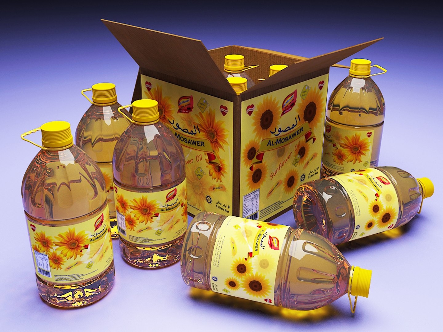 Cooking Oil Bottles 3d Model