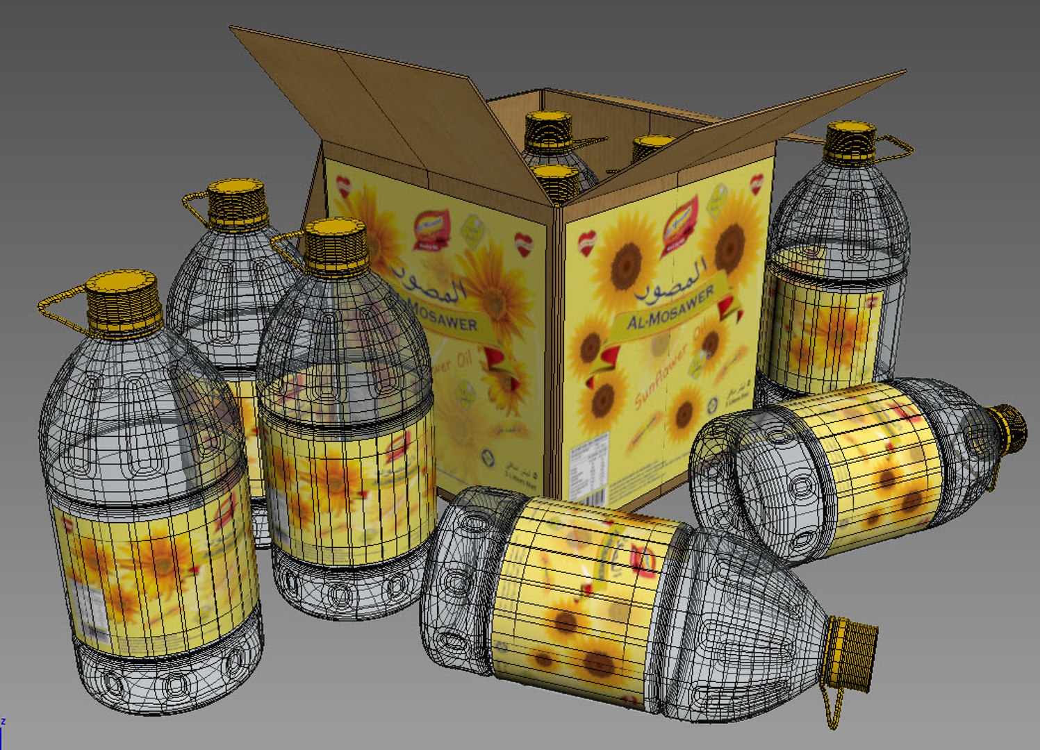Cooking Oil Bottles 3d Model