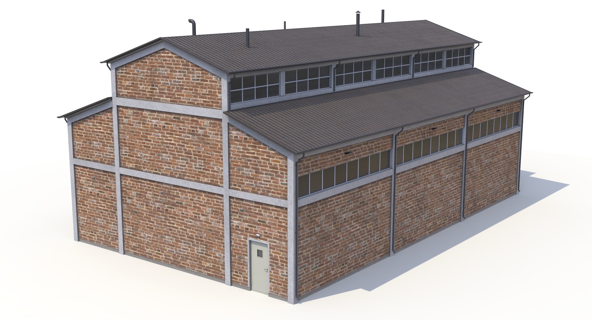 2 Brick Industrial Buildings PBR 3D Model - TurboSquid 2519029