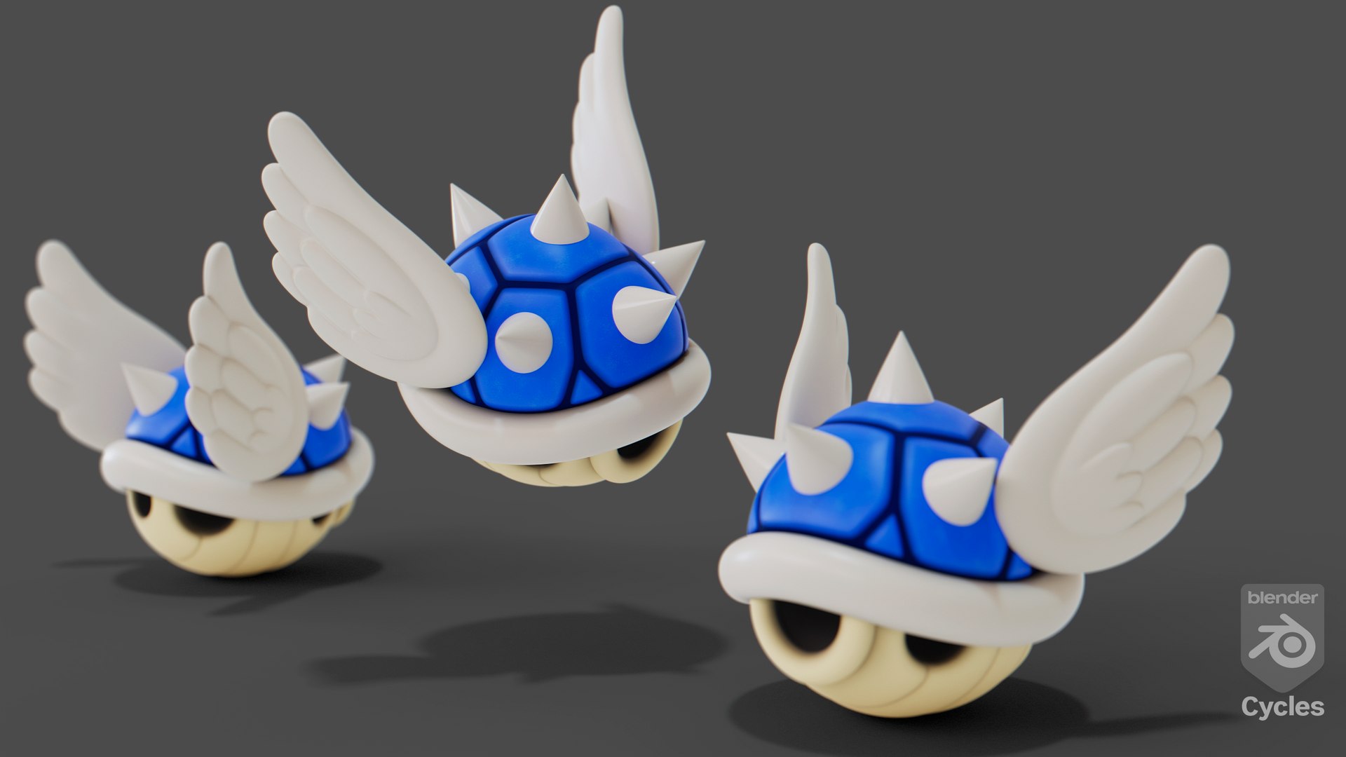 3D Mario Bros Koopa Shell Wings Blue Model - TurboSquid 2327078