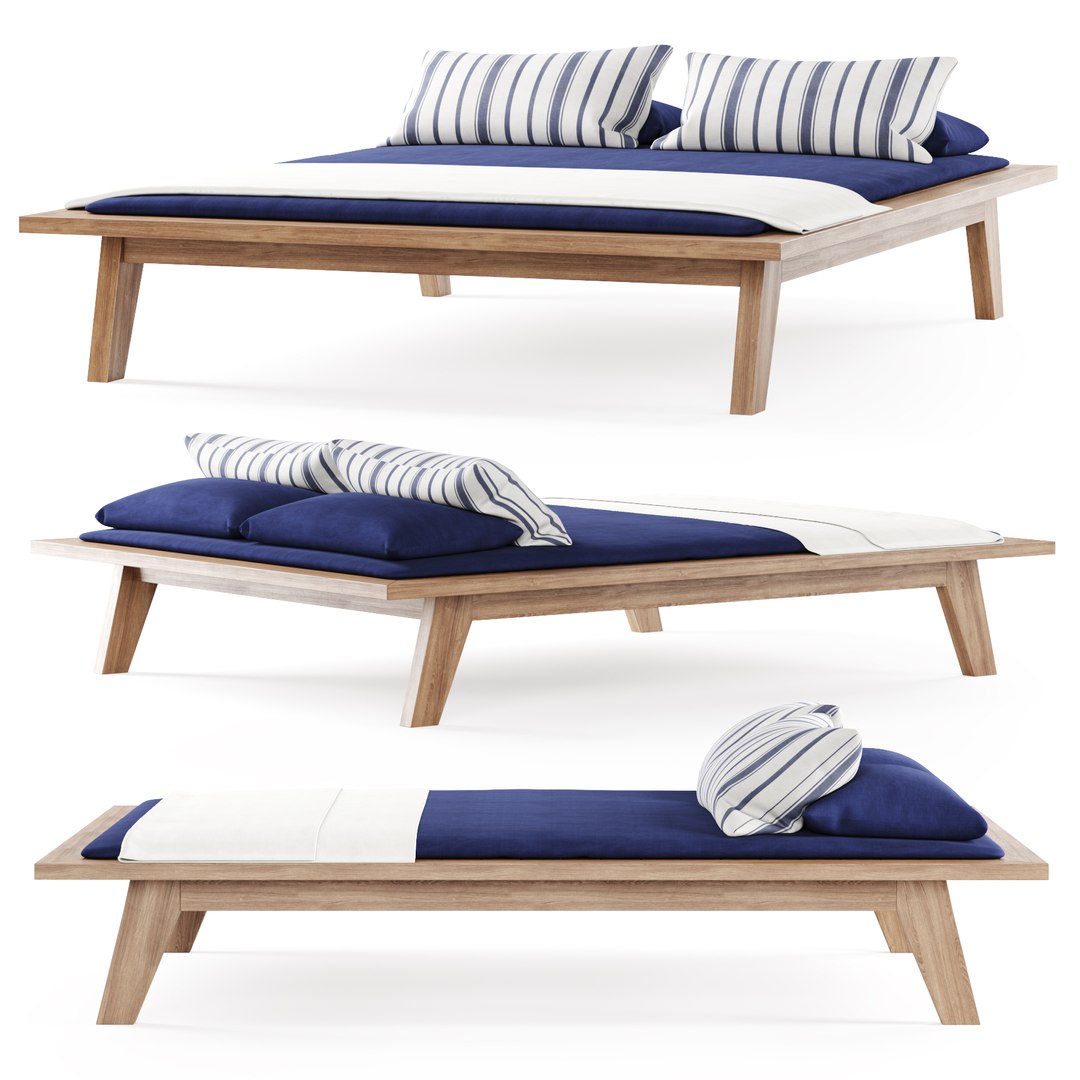3D wooden daybed - TurboSquid 1651383