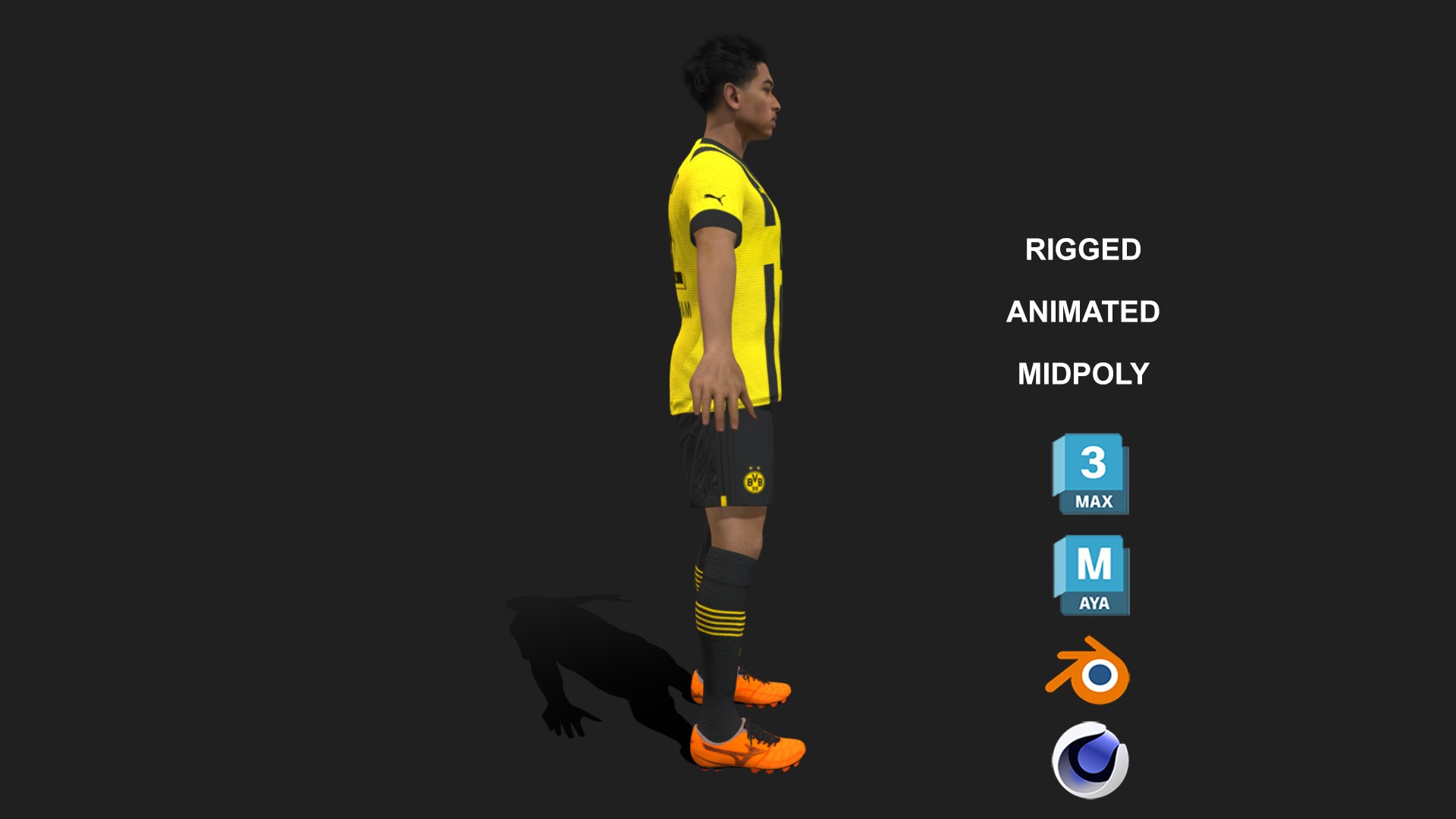 3D Model Rigged Jude Bellingham Borussia Dortmund 2023 - TurboSquid 2069099