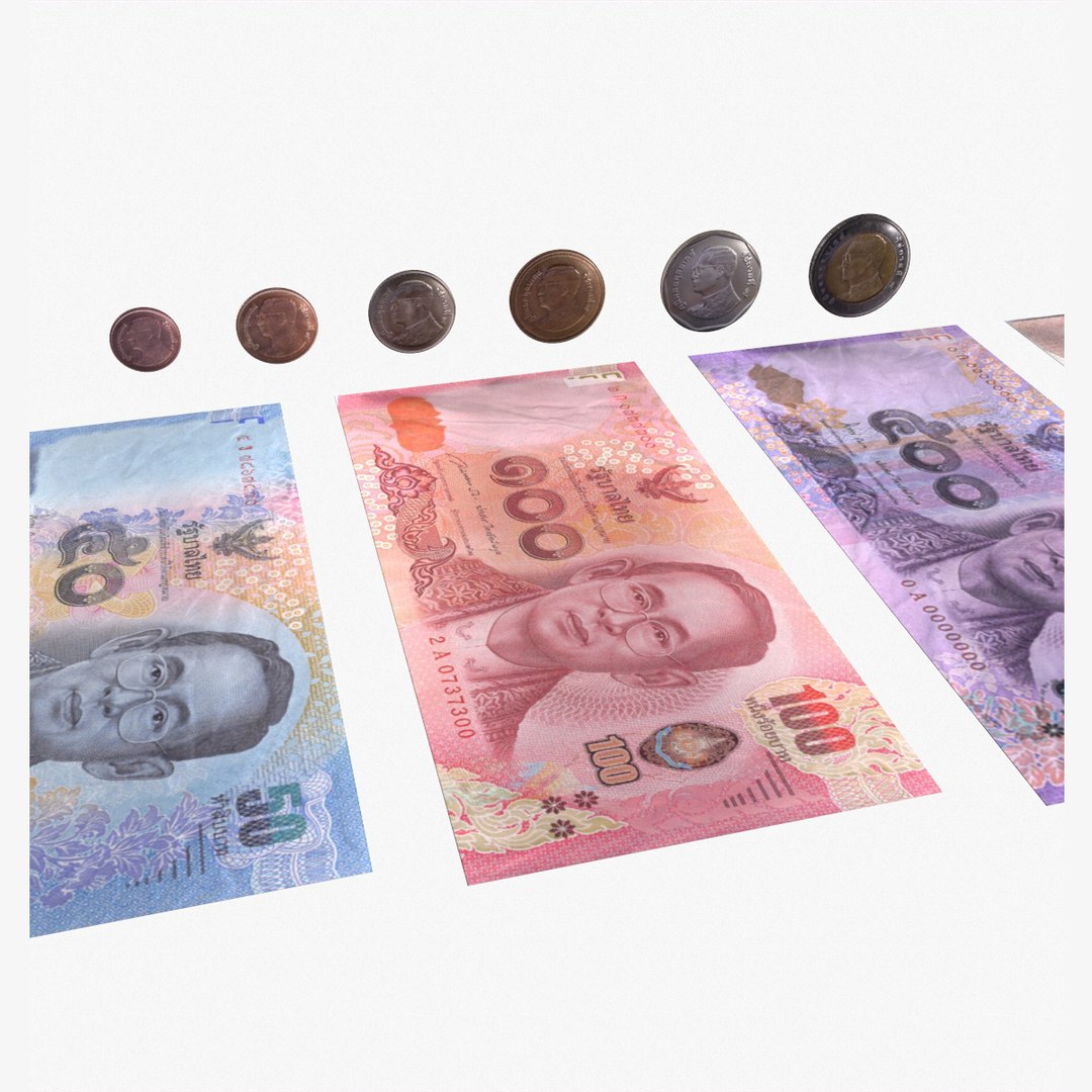 Thai Baht Coins and Bank notes model - TurboSquid 1886993