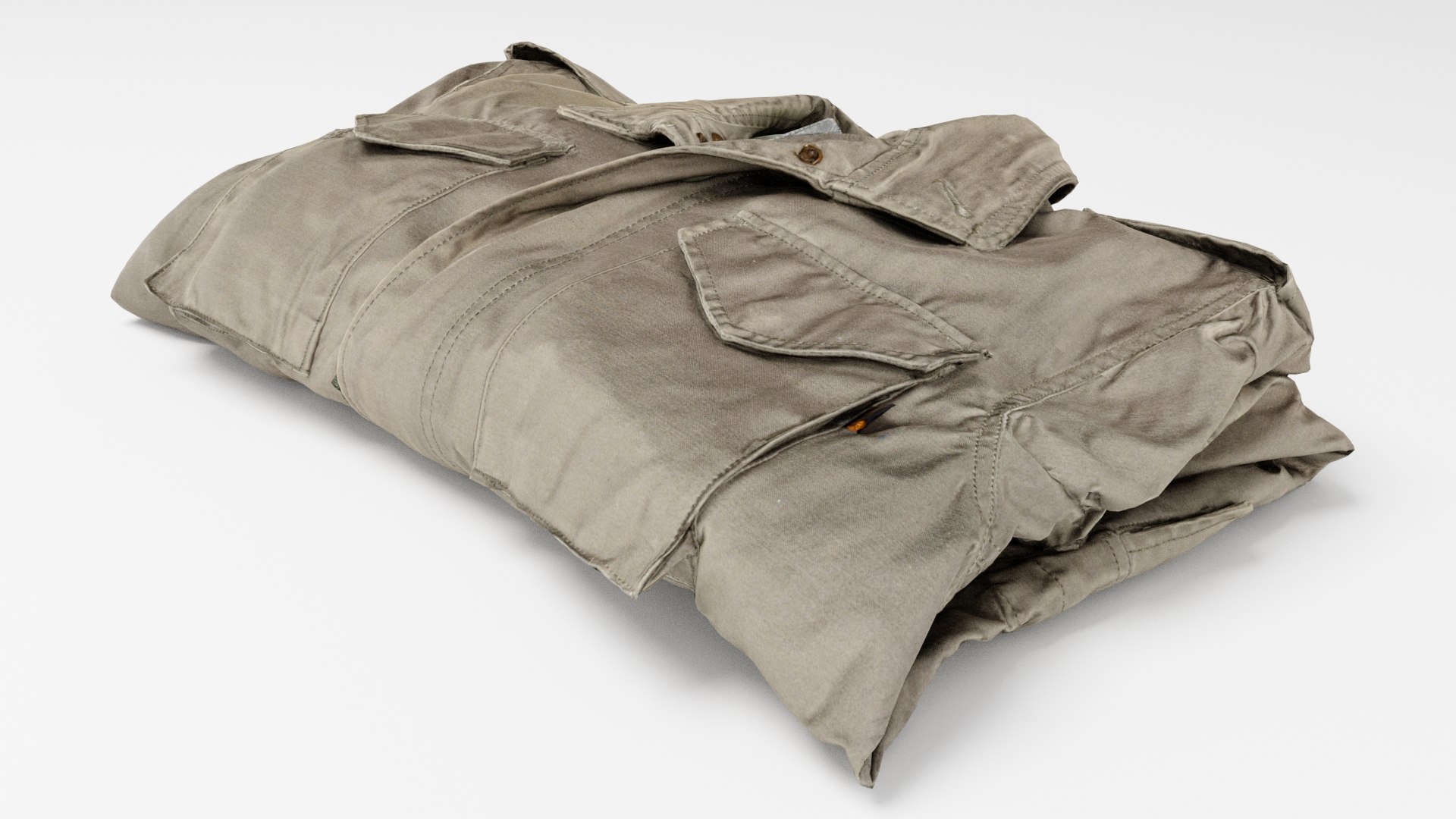 3D Olive Green Military Folded Uniform Field Coat Jacket Casual Generic ...