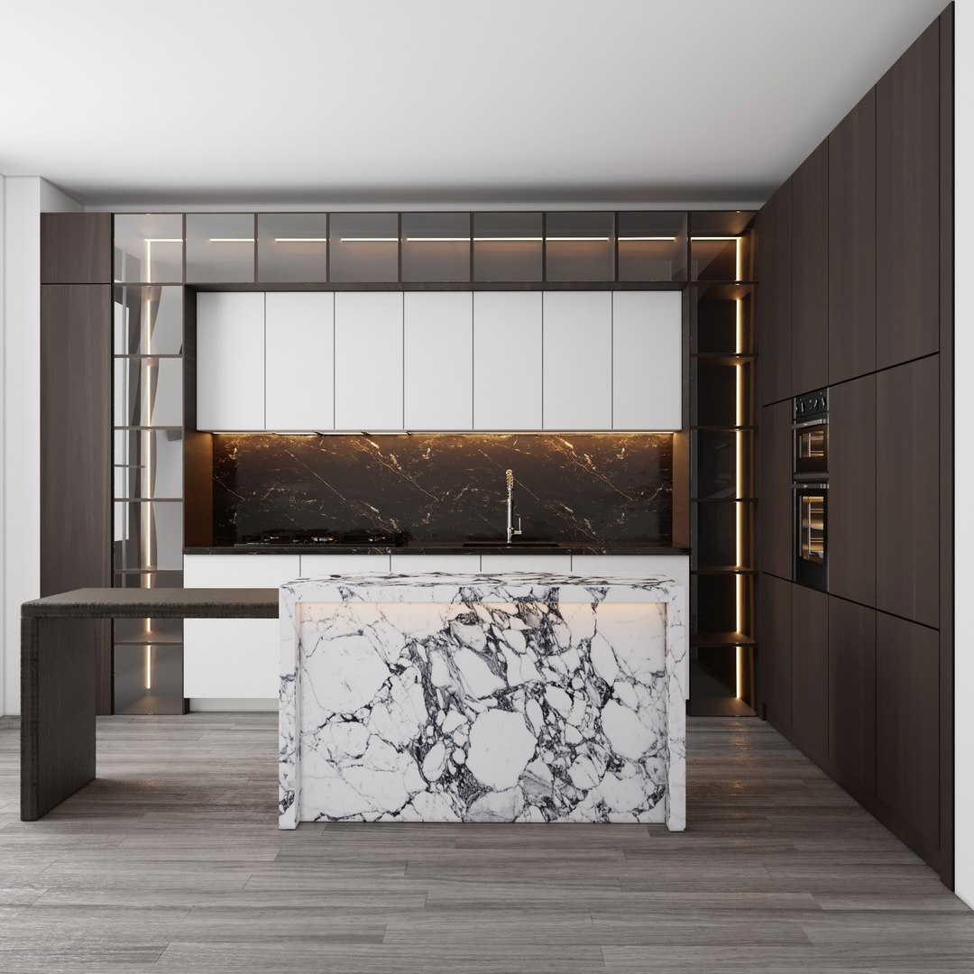 3D Modern Kitchen With Island 006 - TurboSquid 1822000