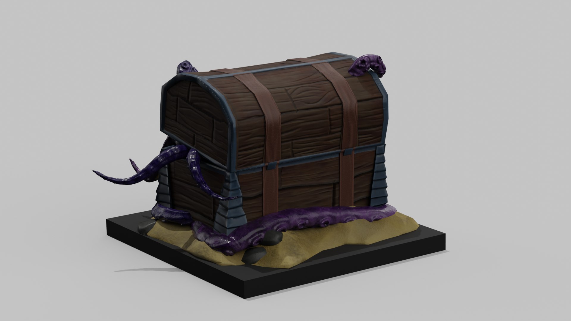 3D Fantasy Octopus Monster Treasure Chest Stylized 3D Game Ready Asset ...