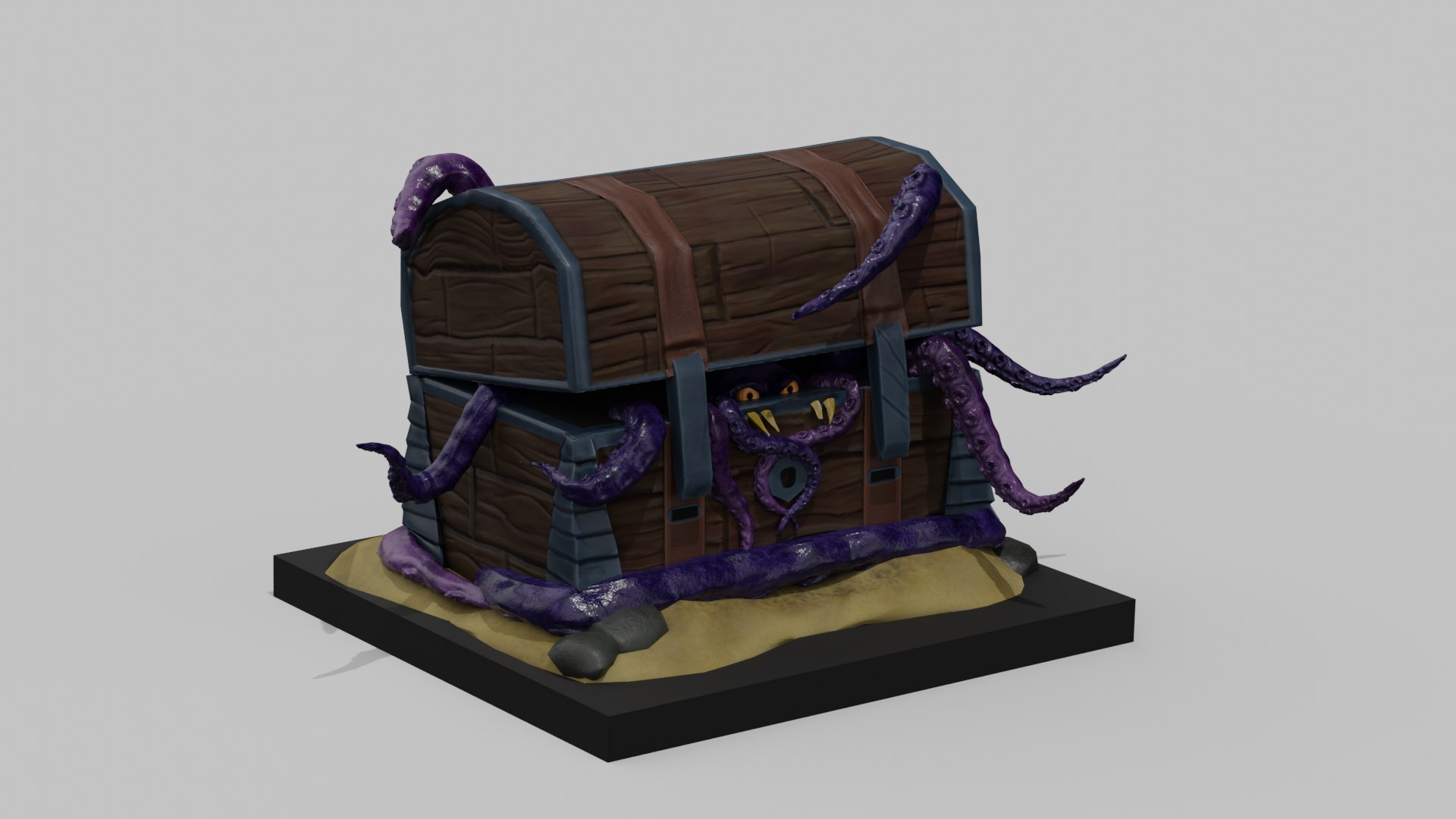 3D Fantasy Octopus Monster Treasure Chest Stylized 3D Game Ready Asset ...