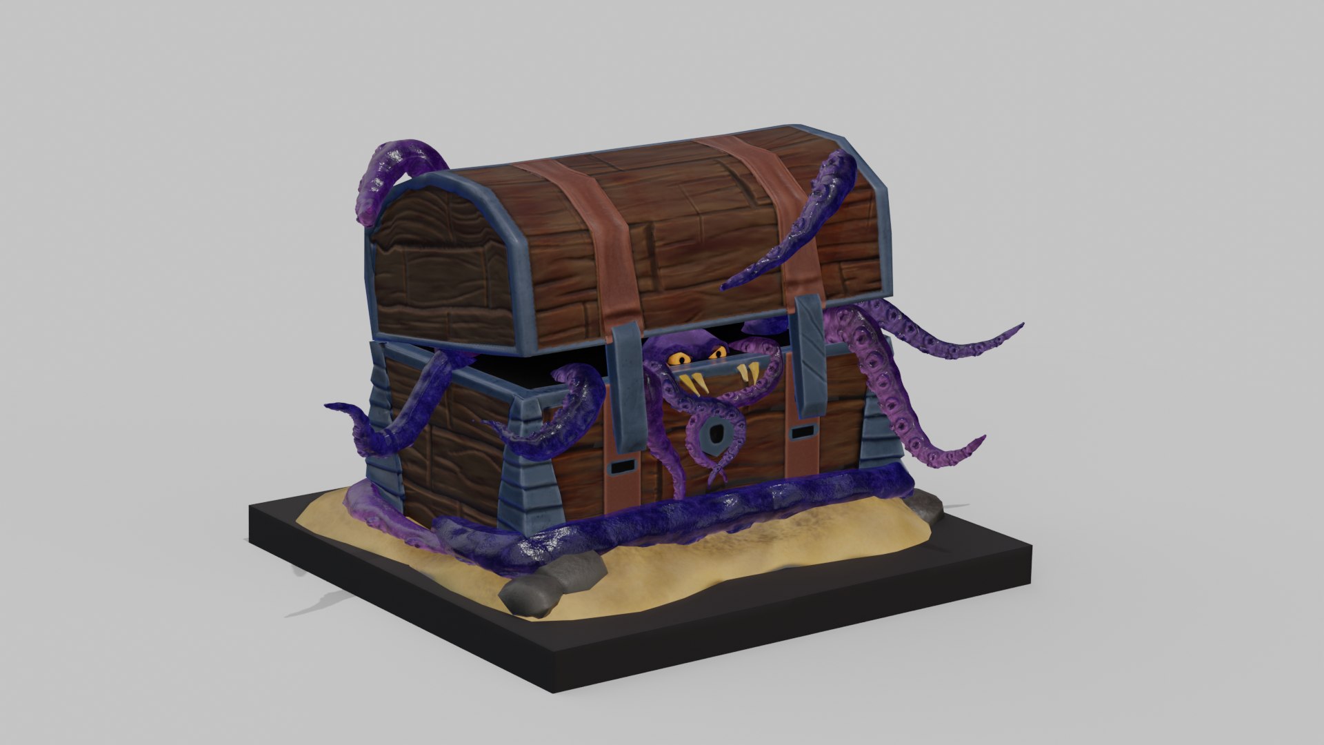 3D Fantasy Octopus Monster Treasure Chest Stylized 3D Game Ready Asset ...