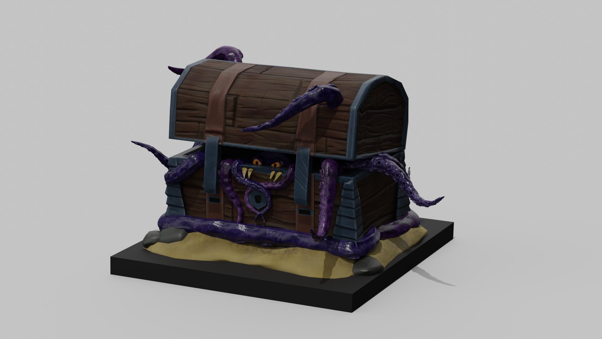 3D Fantasy Octopus Monster Treasure Chest Stylized 3D Game Ready Asset ...