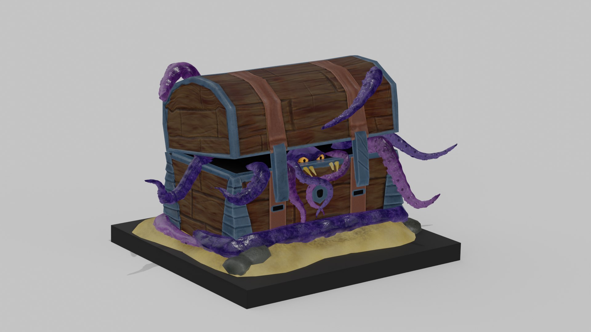 3D Fantasy Octopus Monster Treasure Chest Stylized 3D Game Ready Asset ...